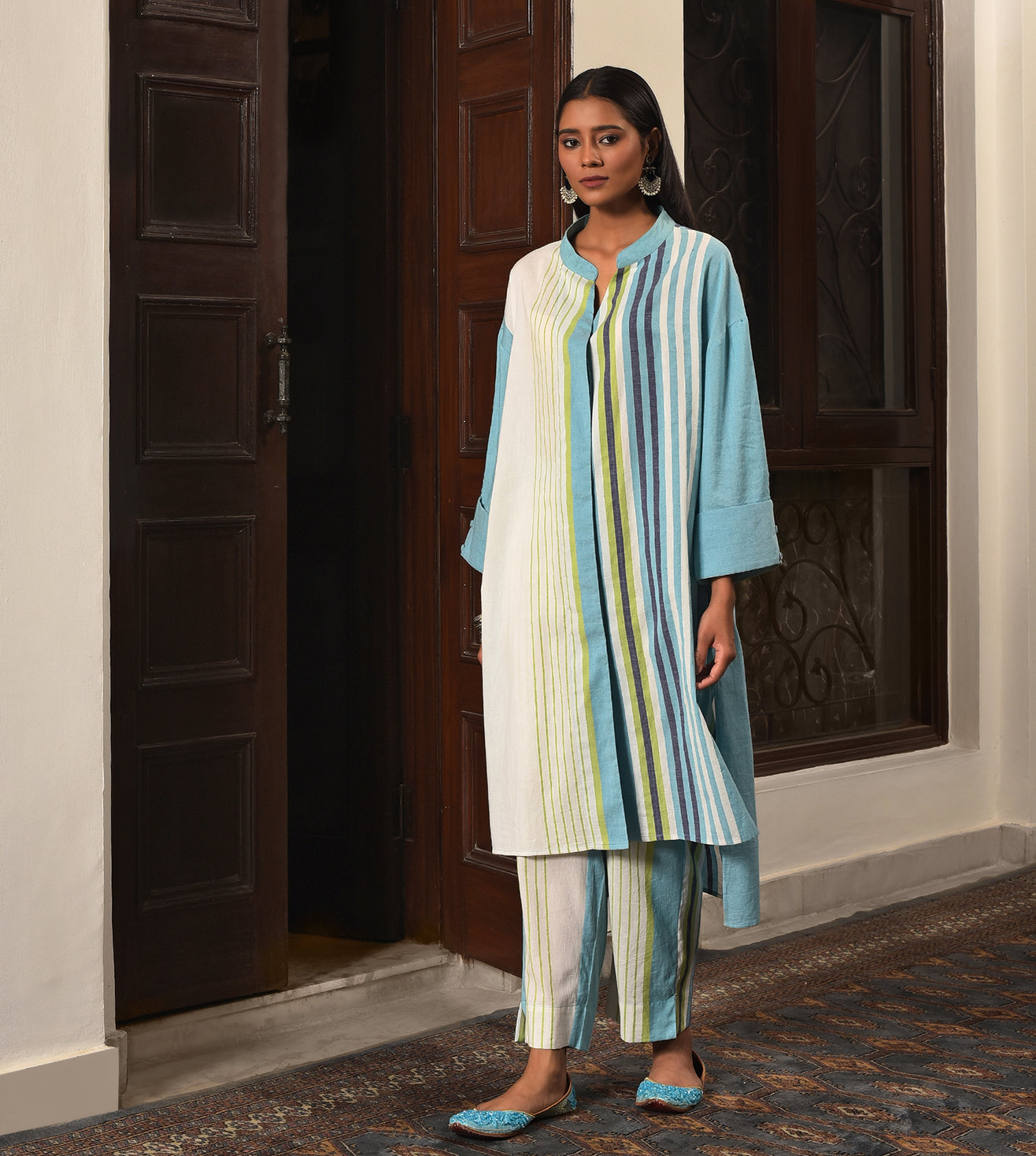 Raass Striped Flawless Handwoven Cotton Kurta with Pant Set – Nuhh